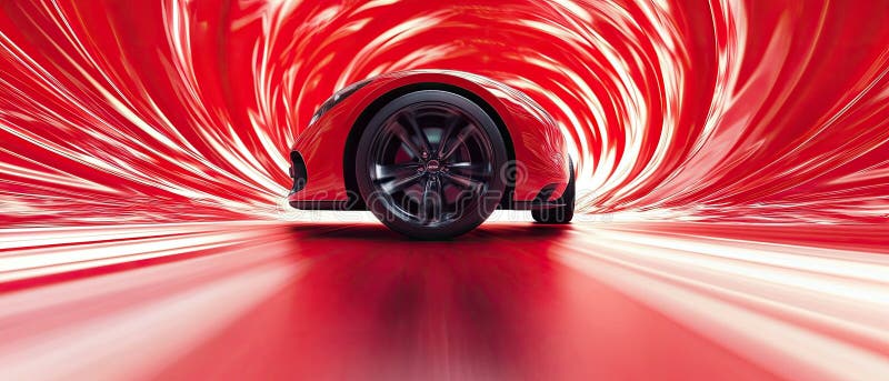 Red Sports Car Driving through a Vortex Tunnel Stock Illustration ...