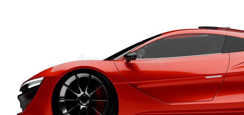 Red Sports Car Side View on White Background Stock Illustration ...