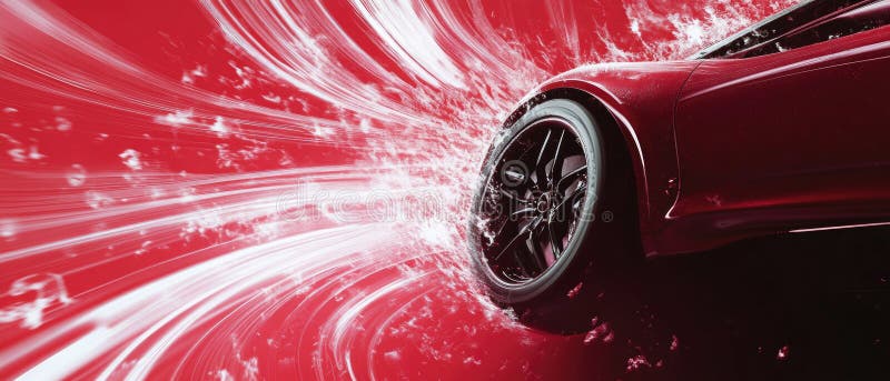 Red Sports Car Speeding through a Blur of White Light Stock ...