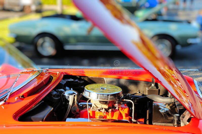 Red sports car v8 engine stock image. Image of autos - 27559229