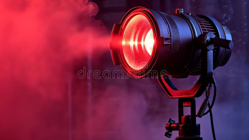 Red Spotlight Emitting Vibrant Glow in Atmospheric Setting. Dramatic ...