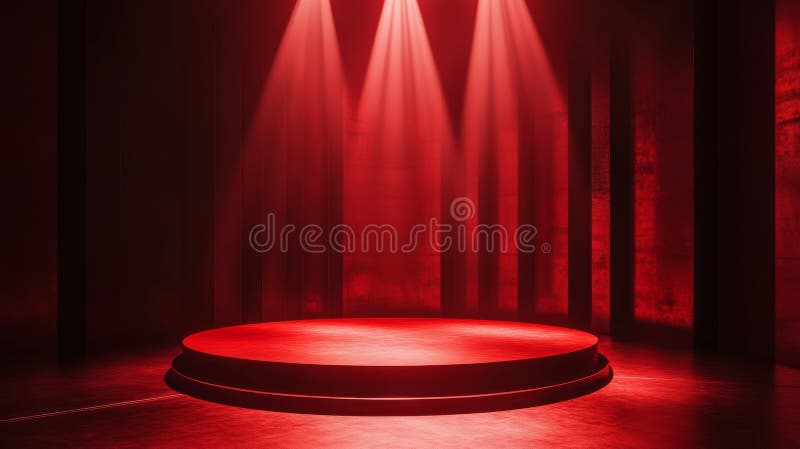 Red Spotlight on Empty Stage, Dramatic Lighting Concept Stock Photo ...