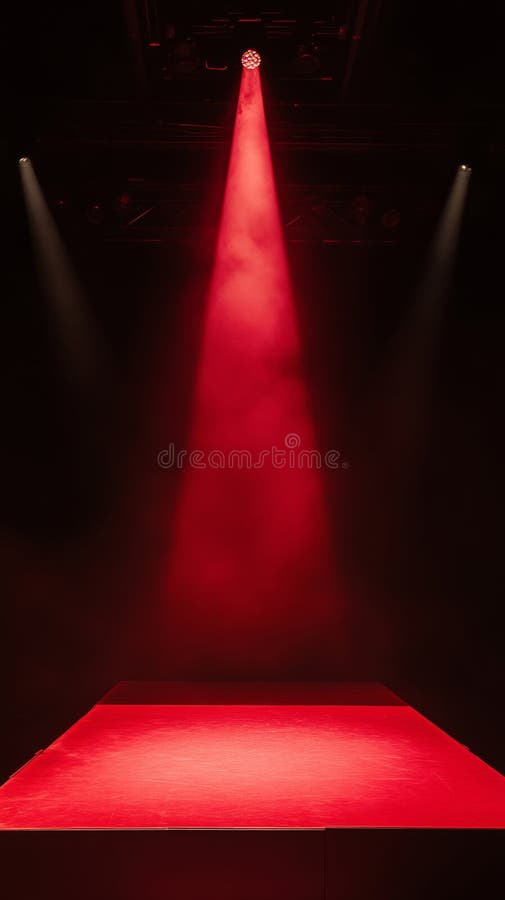 Red Spotlight on Empty Stage with Dramatic Lighting and Dark Background ...