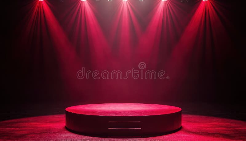 Red Spotlight Stage Ready for Performance at Evening Event in a Theater ...