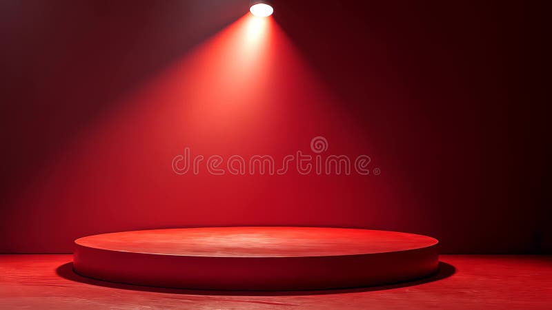 Red Spotlighted Stage with Circular Platform, Dramatic Concept Stock ...