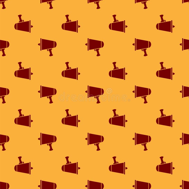 Red Spread the Word, Megaphone Icon Isolated Seamless Pattern on Brown ...