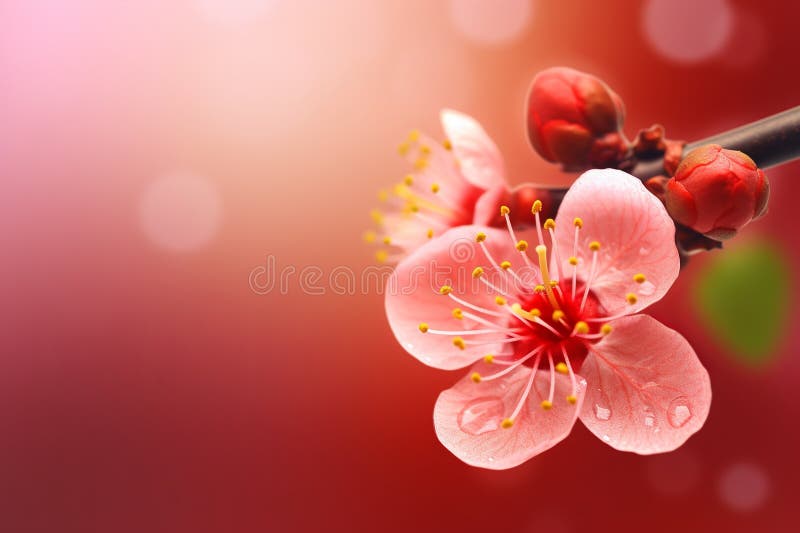 Red Spring Flowers from Generative Ai Stock Illustration - Illustration ...