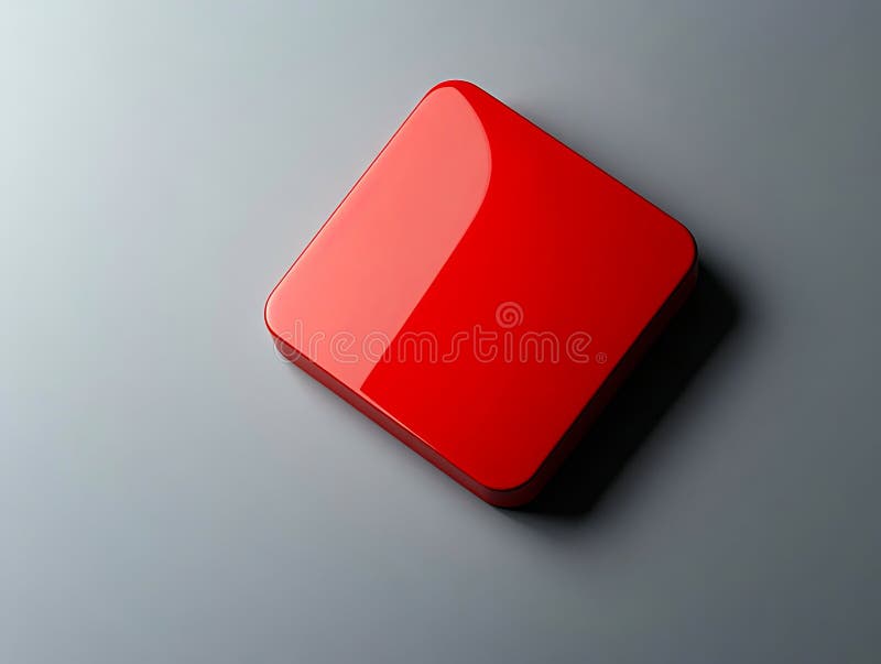 A Red Square Button on a Gray Surface Stock Illustration - Illustration ...