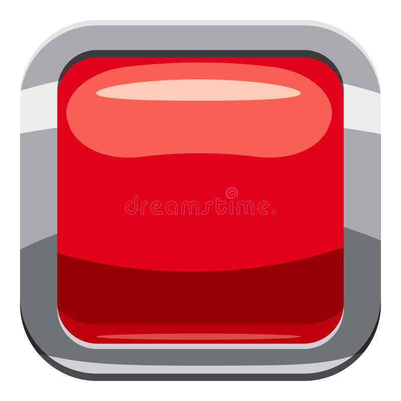 Red Square Button Icon, Cartoon Style Stock Vector - Illustration of ...