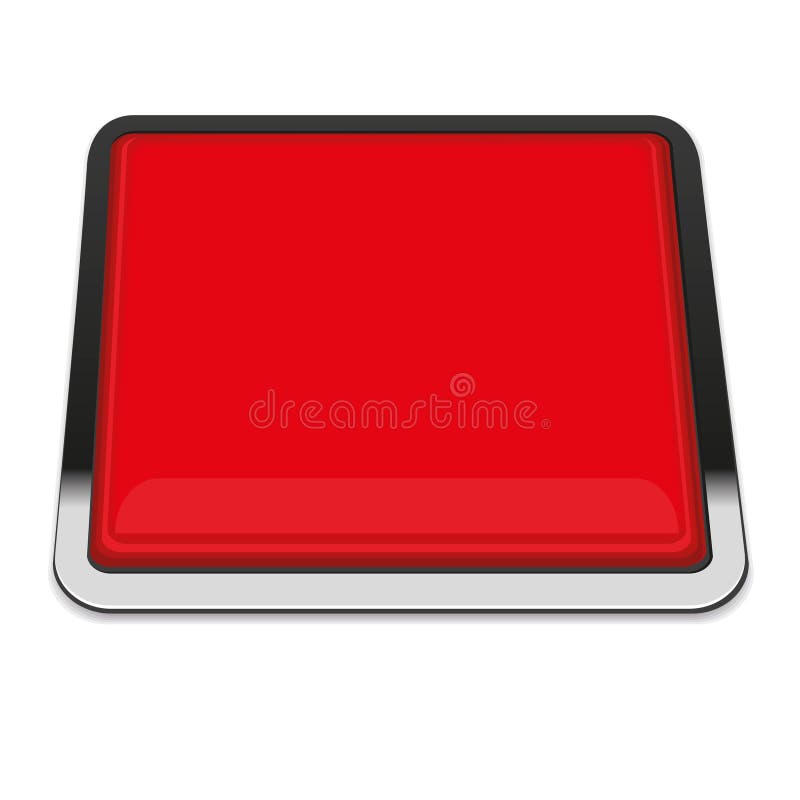 Red Square Button with Metal Frame Stock Vector - Illustration of ...