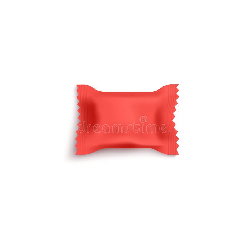 Red Square Candy or Chocolate Wrapper Mockup, 3d Vector Illustration ...