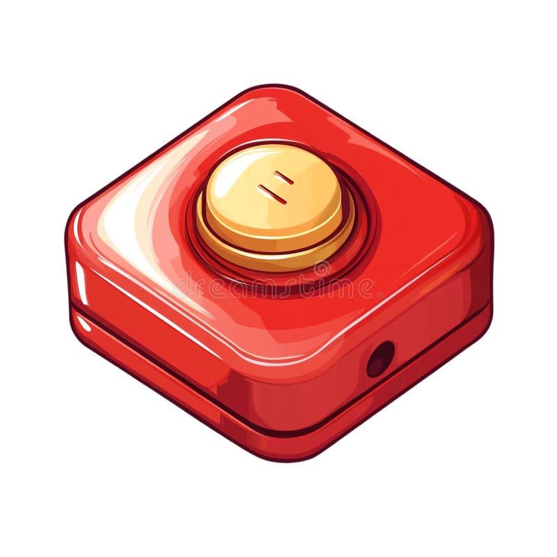 Red Square Device with Large Yellow Pause Button Digital Gadget ...