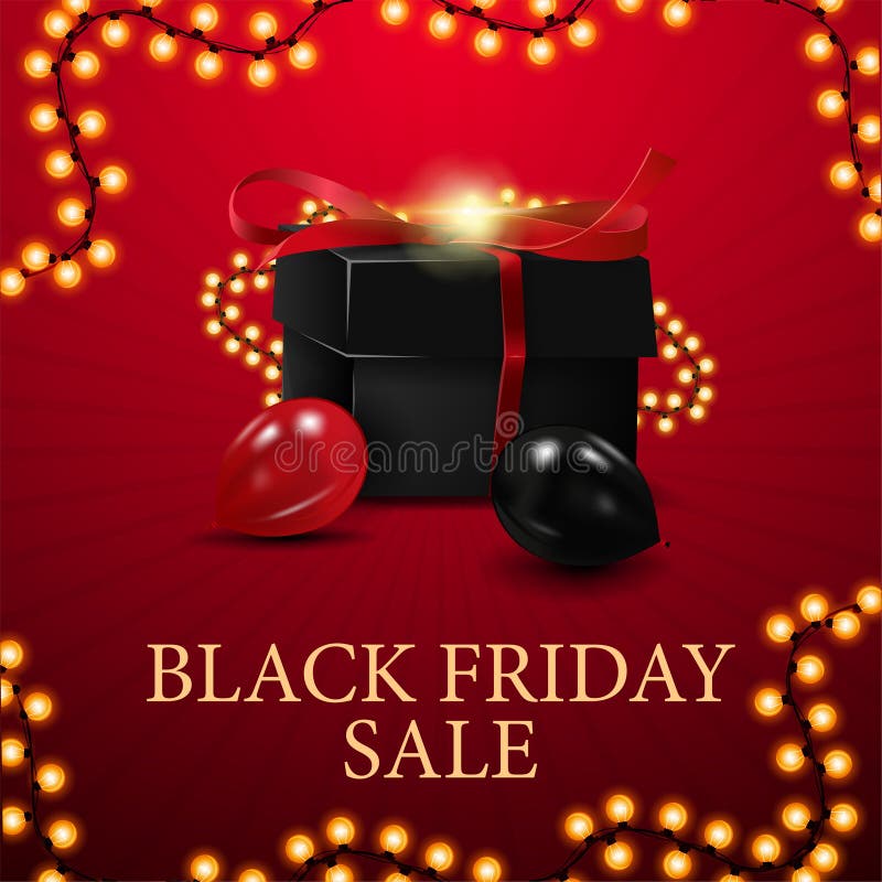 Red Square Discount Banner for Black Friday. Discount with Black ...