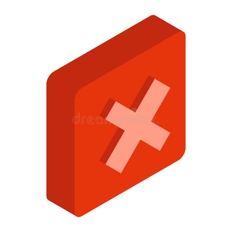 Red Square Element Icon, Isometric 3d Style Stock Illustration ...