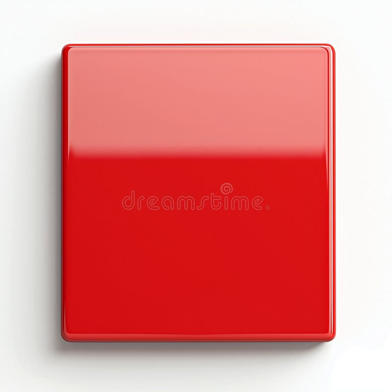 Red Square Glossy Shape on White Surface Design Element Isolated on ...