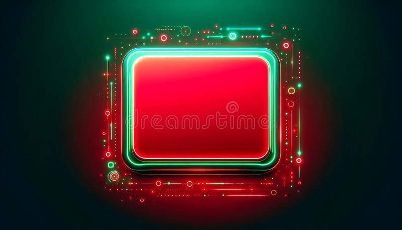 A Red Square with Green Lines Surrounding it. the Background is Dark ...