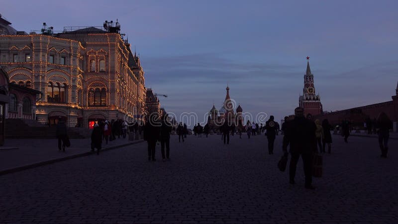 The Red Square and GUM Store in the Evening. Moscow, Russia Stock Image ...
