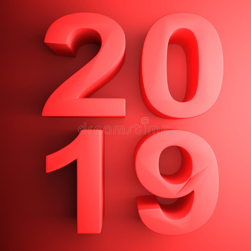 YEAR 2019 Red Cubes Banner - 3D Rendering Stock Illustration ...