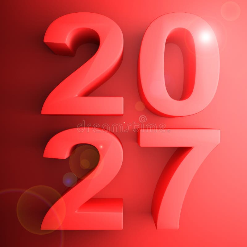 2027 Red Square Icon - 3D Rendering Illustration Stock Illustration ...