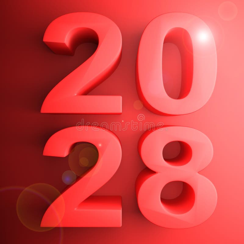 2028 Red Square Icon - 3D Rendering Illustration Stock Illustration ...