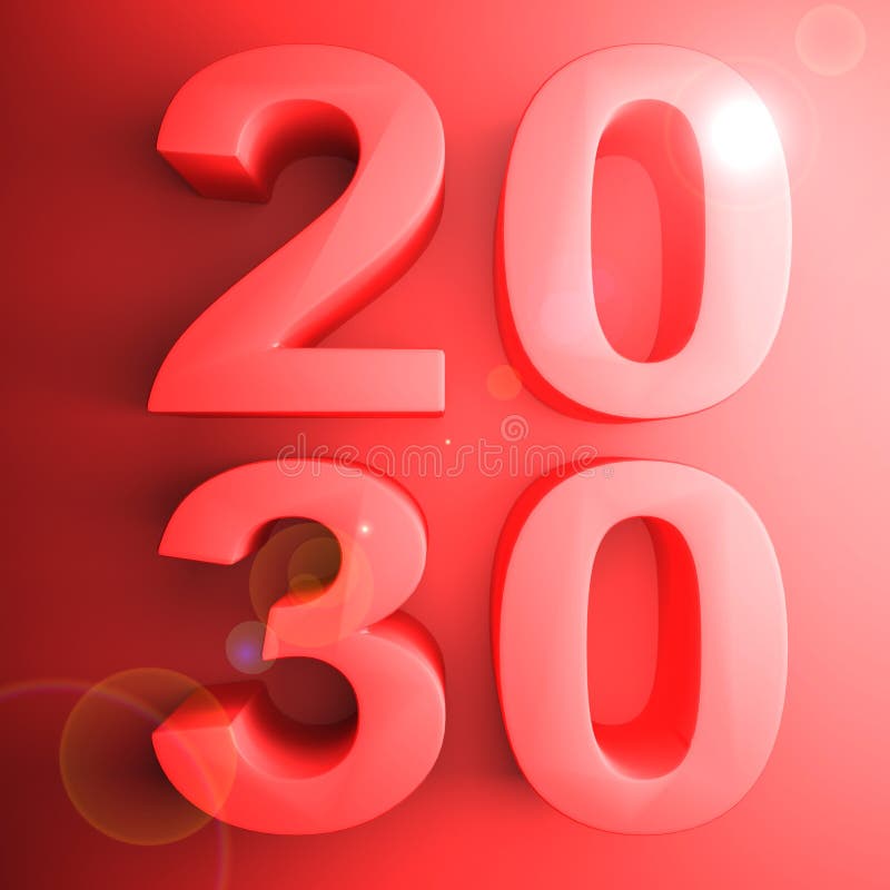 2030 Red Square Icon - 3D Rendering Illustration Stock Illustration ...
