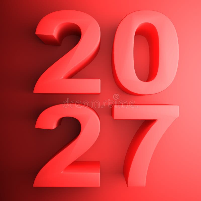 2027 Red Square Icon - 3D Rendering Illustration Stock Illustration ...