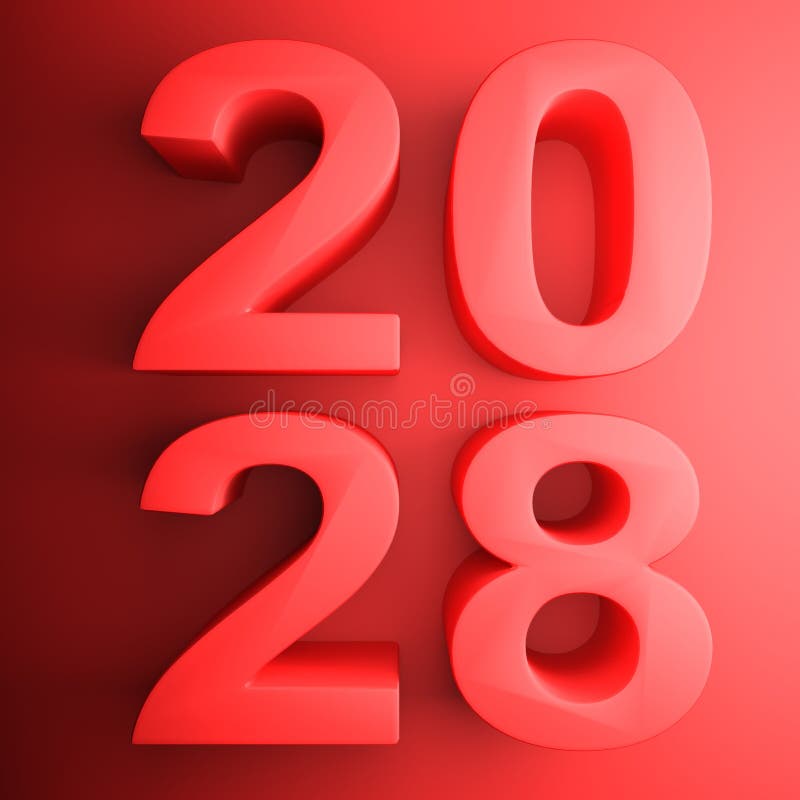 2028 Red Square Icon - 3D Rendering Illustration Stock Illustration ...