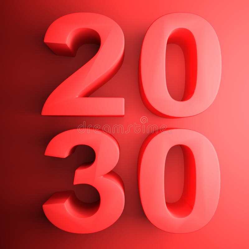 2030 Red Square Icon - 3D Rendering Illustration Stock Illustration ...