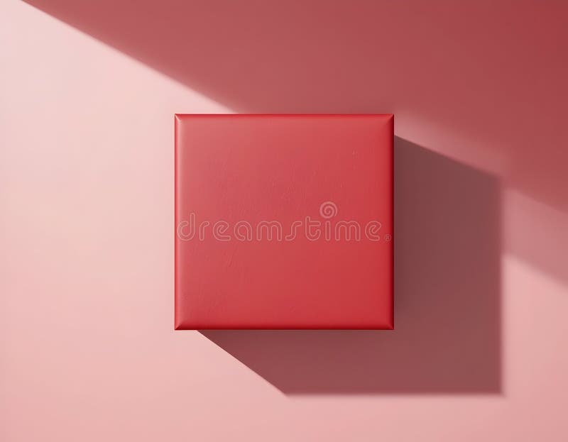 Red Square Object on Pink Background with Sunlight and Shadow Stock ...