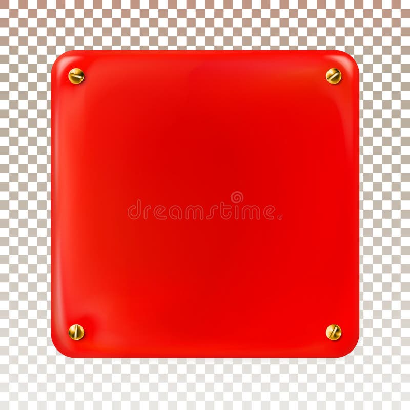 Red Square Painted Plate with Gold Screws Isolated on White. Style for ...