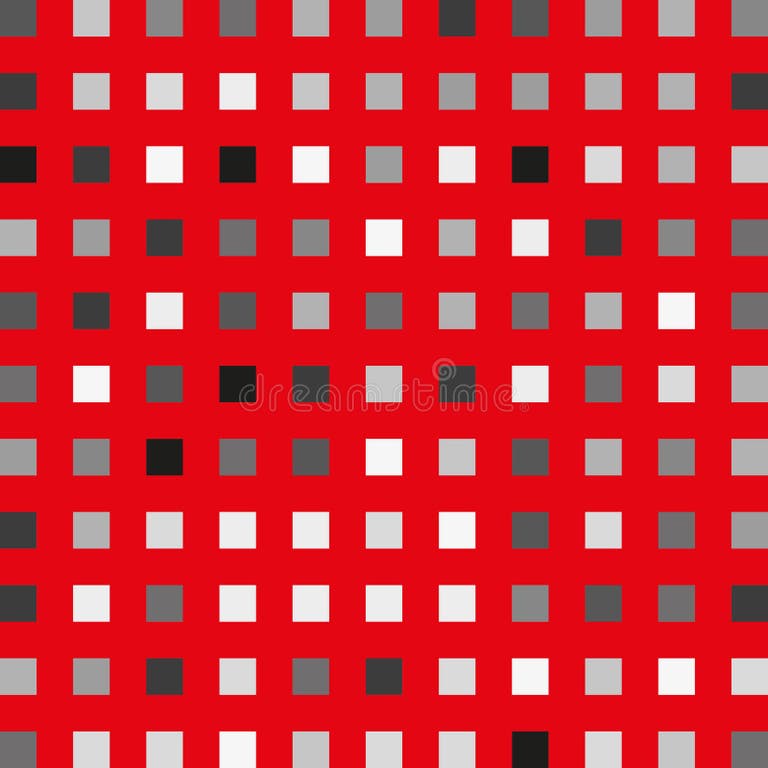 Red Square Pattern. Geometric Pixel Background. Abstract Digital ...