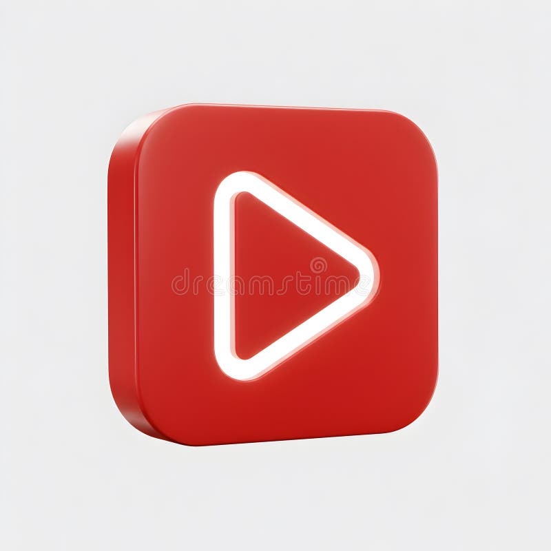 Red Square Play Button: a 3D Rendered Media Icon for Video Playback and ...