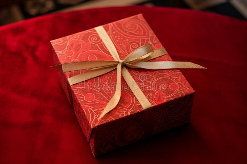 Red Square-shaped Present Box. Generative AI Stock Image - Image of ...