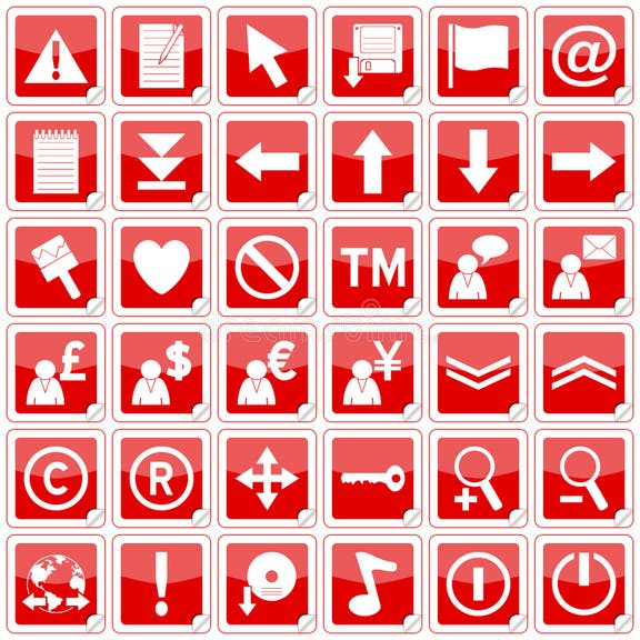 Red Square Stickers Icons [2] Stock Vector - Illustration of graphic ...