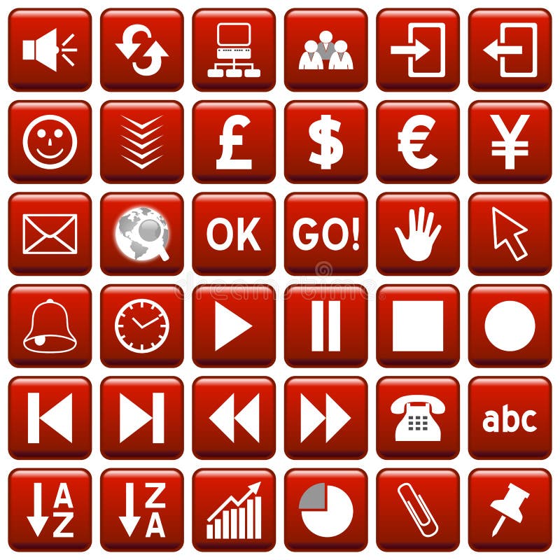 Red Square Web Buttons [3] stock illustration. Illustration of design ...