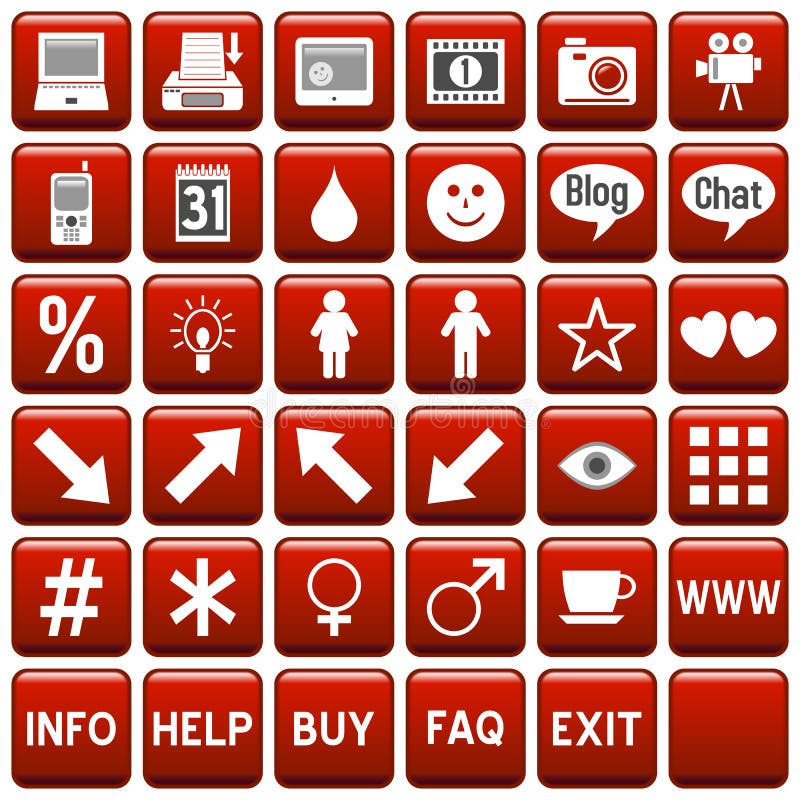 Red Square Web Buttons [4] stock illustration. Illustration of graph ...