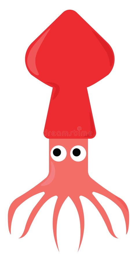 Red Squid, Illustration, Vector Stock Vector - Illustration of doodle ...