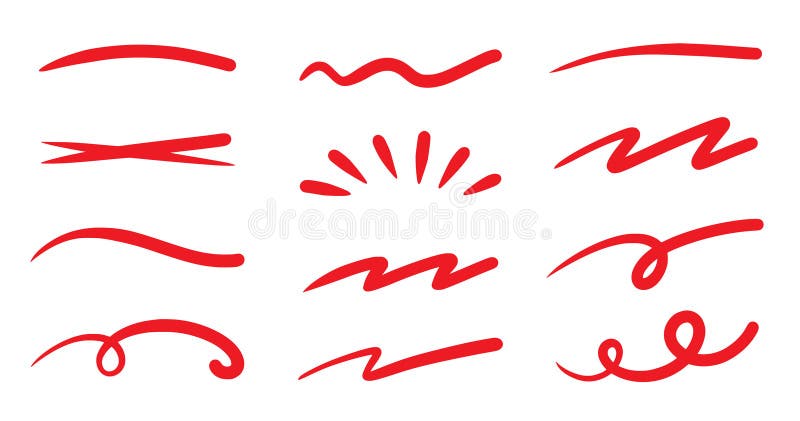 Red Squiggle Brush Scribble Underline. Marker Pen Emphasis Highlight ...