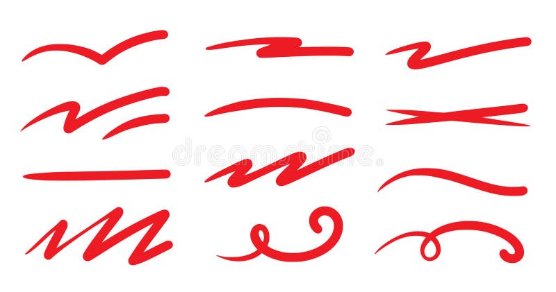Red Squiggle Brush Scribble Underline. Marker Pen Emphasis Highlight ...