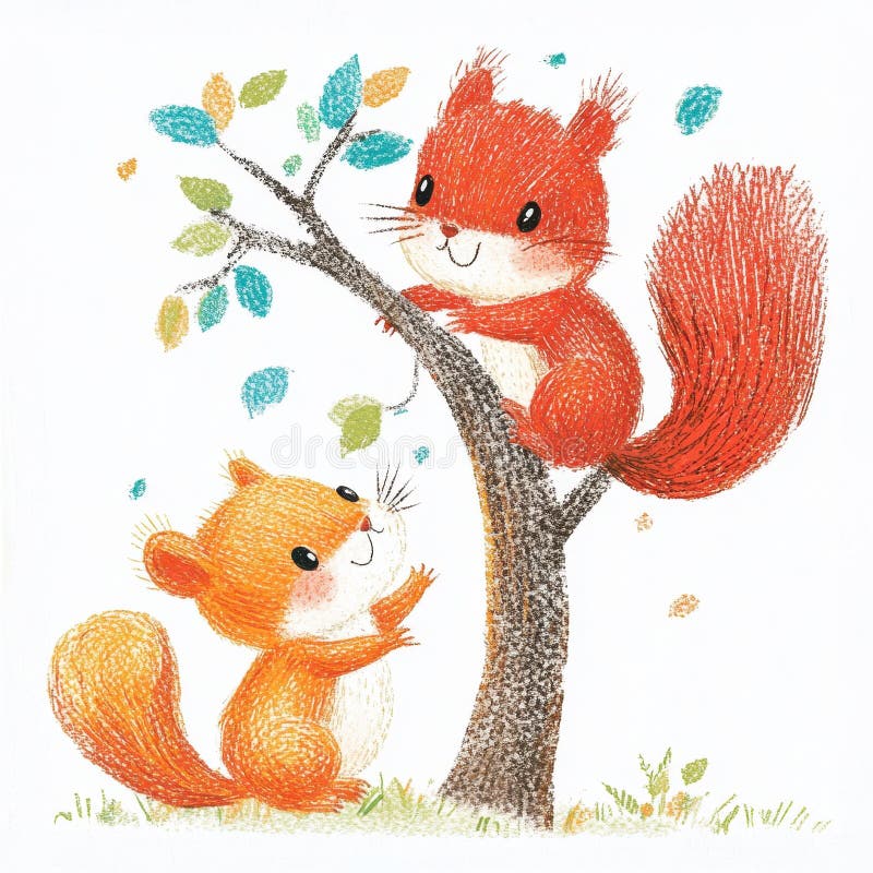 Drawing Squirrel Climbing Tree Stock Photos - Free & Royalty-Free Stock ...