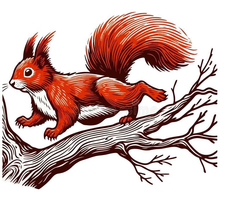 Red Squirrel Hand Drawn Vintage Vector Stock Vector - Illustration of ...