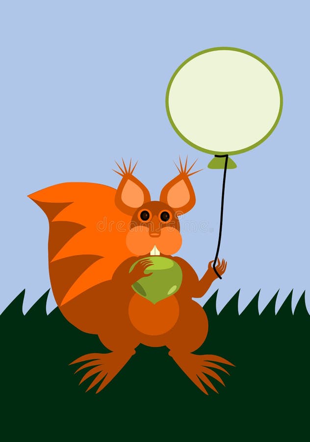 Red Squirrel Holding Balloon with Empty Place Stock Vector ...