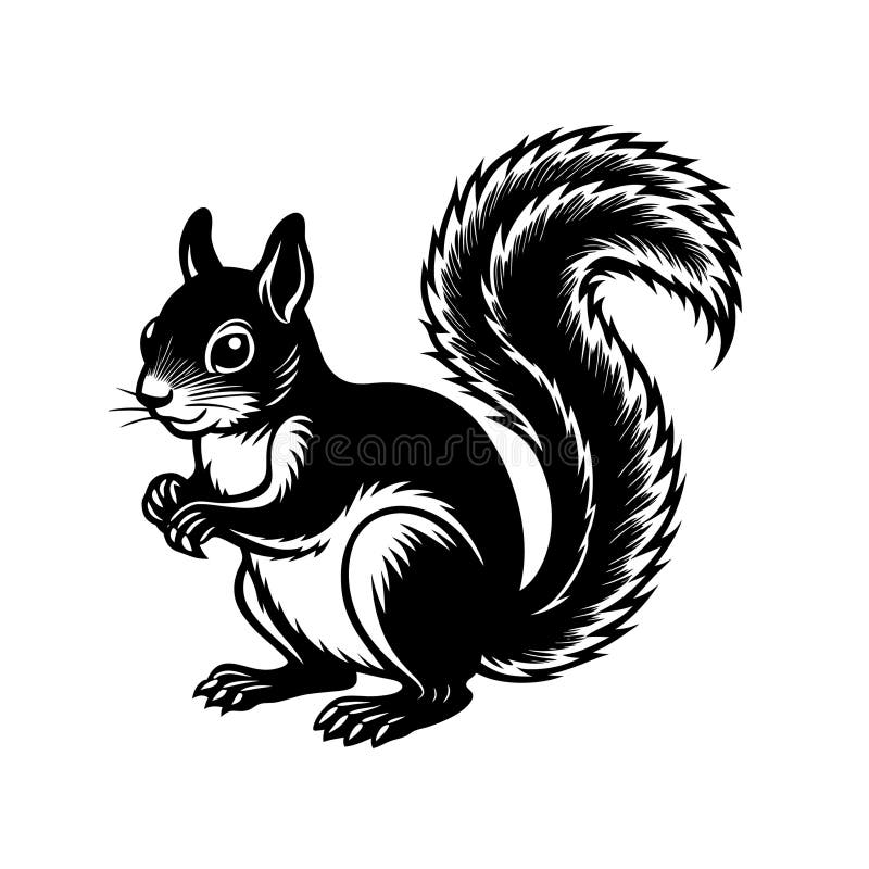 Red Squirrel Linocut Arts Template for Kids Stock Illustration ...