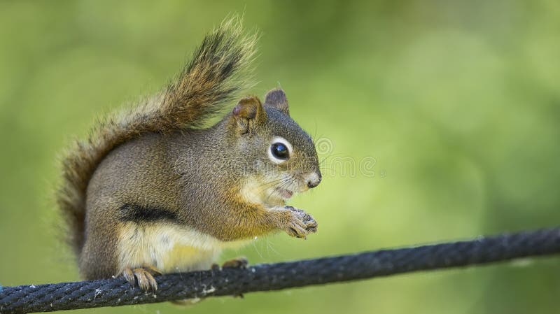 Red Squirrel and a Rope stock image. Image of branch - 237184775