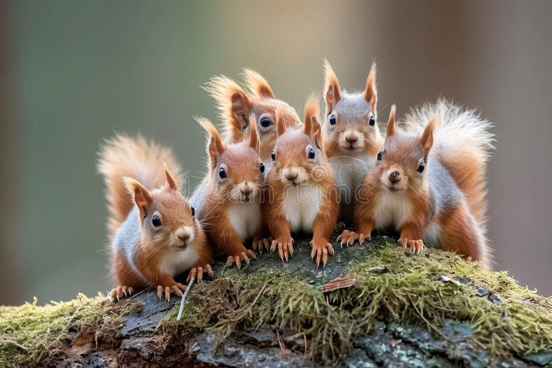 Red Squirrel Sciurus Vulgaris Grouppicture Outside Stock Illustration ...