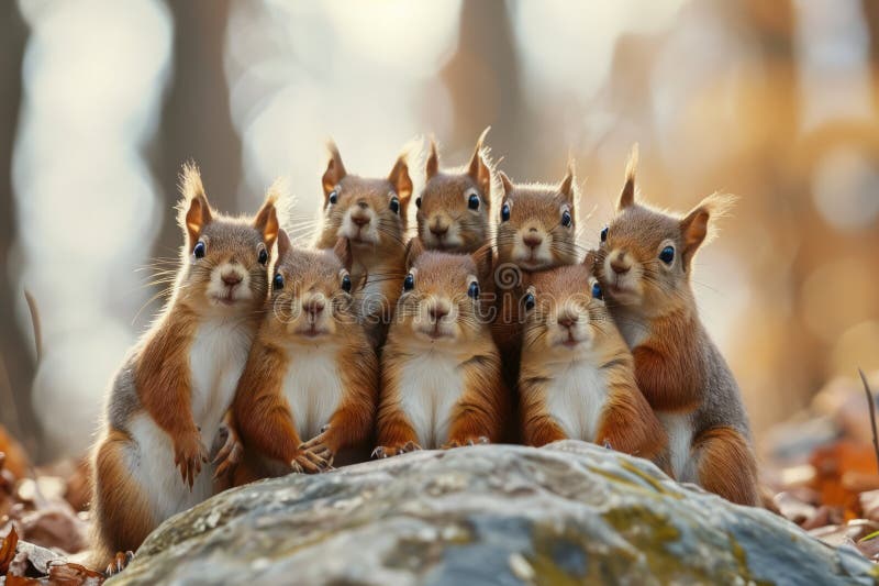 Red Squirrel Sciurus Vulgaris Grouppicture Outside Stock Illustration ...