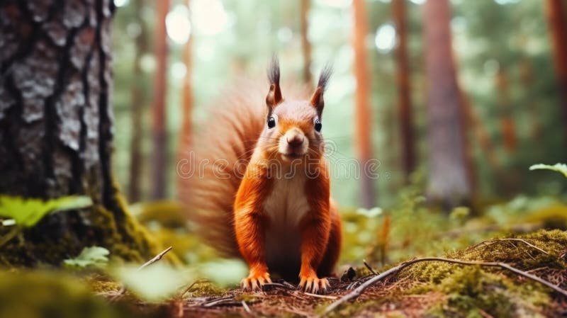 A Red Squirrel Standing in a Forest, Perfect for Nature and Wildlife ...