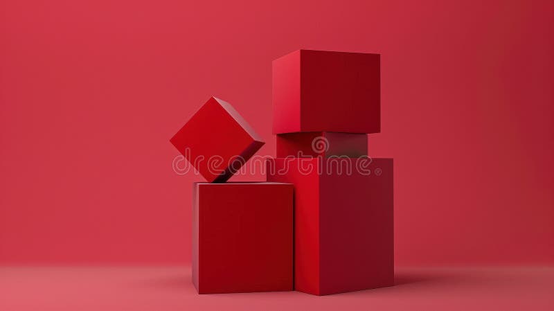 Red Stacked Cubes 3d Rendering Image, Ai Generated Stock Illustration ...