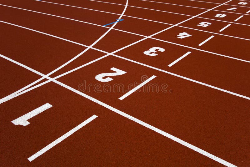 Red Stadium Running Track Closeup Stock Image - Image of number, ground ...