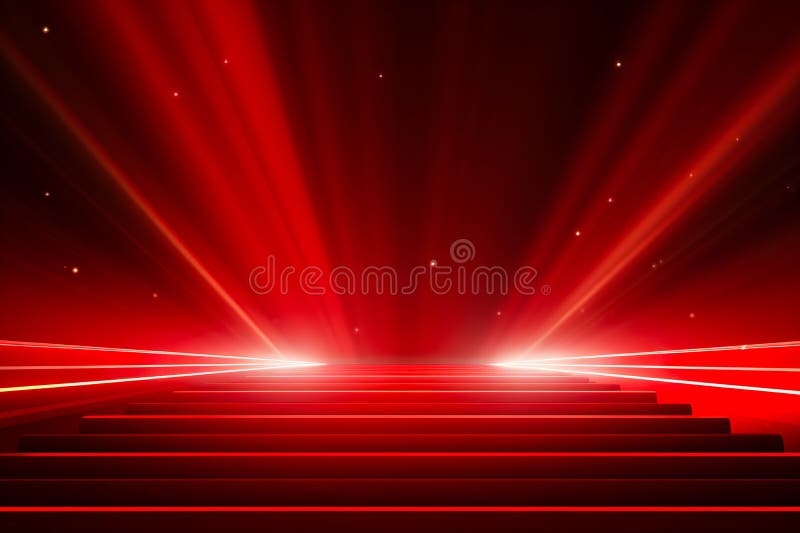 Red Stage with Bright Lights and Stage Curtain in the Background ...